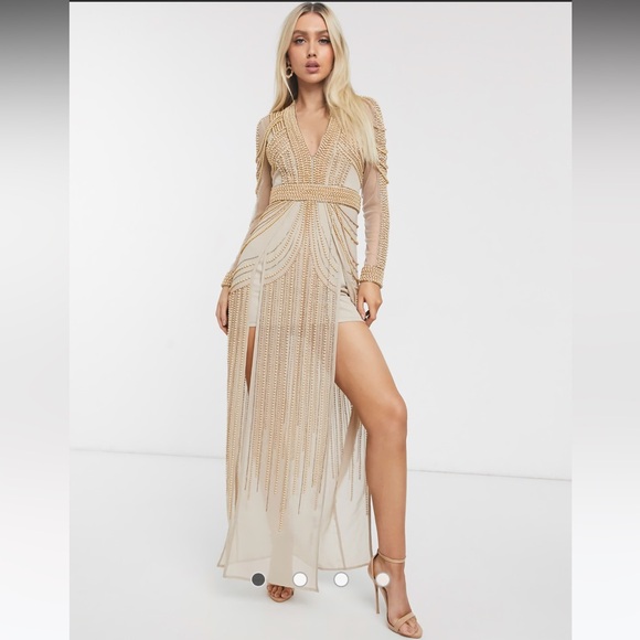 ASOS | Dresses | Asos Design Pearl Embellished Maxi Dress With Thigh ...